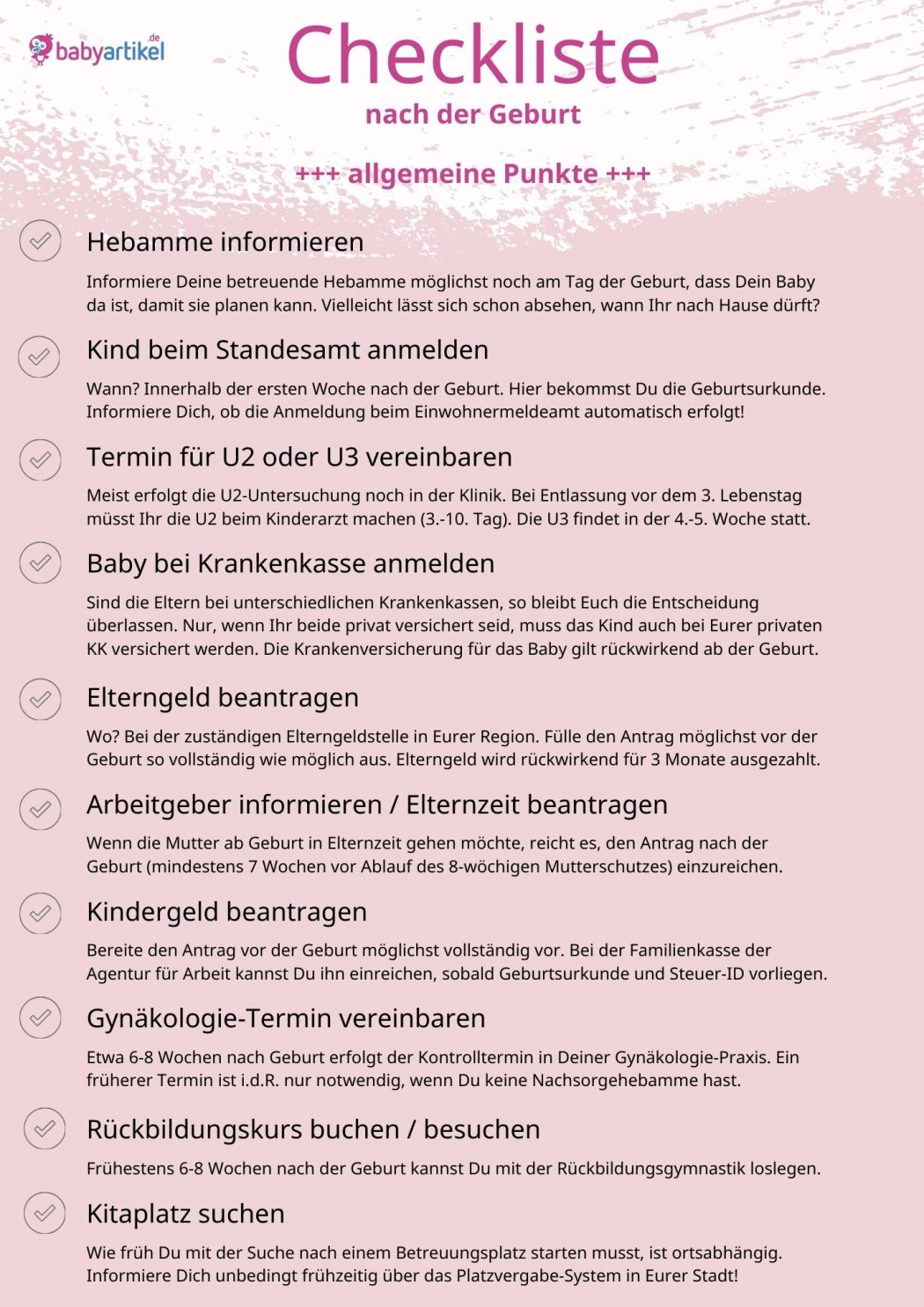 Checkliste nach der Geburt: Alle Formalitäten im Überblick